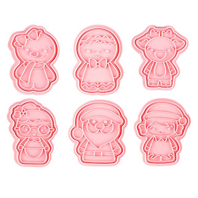 Farfi 6Pcs/Set Cookie Cutters Christmas Theme Design Reused Plastic ...