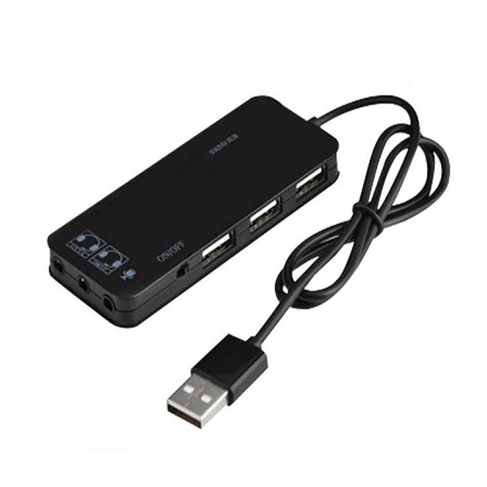 Farfi 7.1 Channel 3 USB Ports External Sound Card Hub Audio Mic Adapter ...