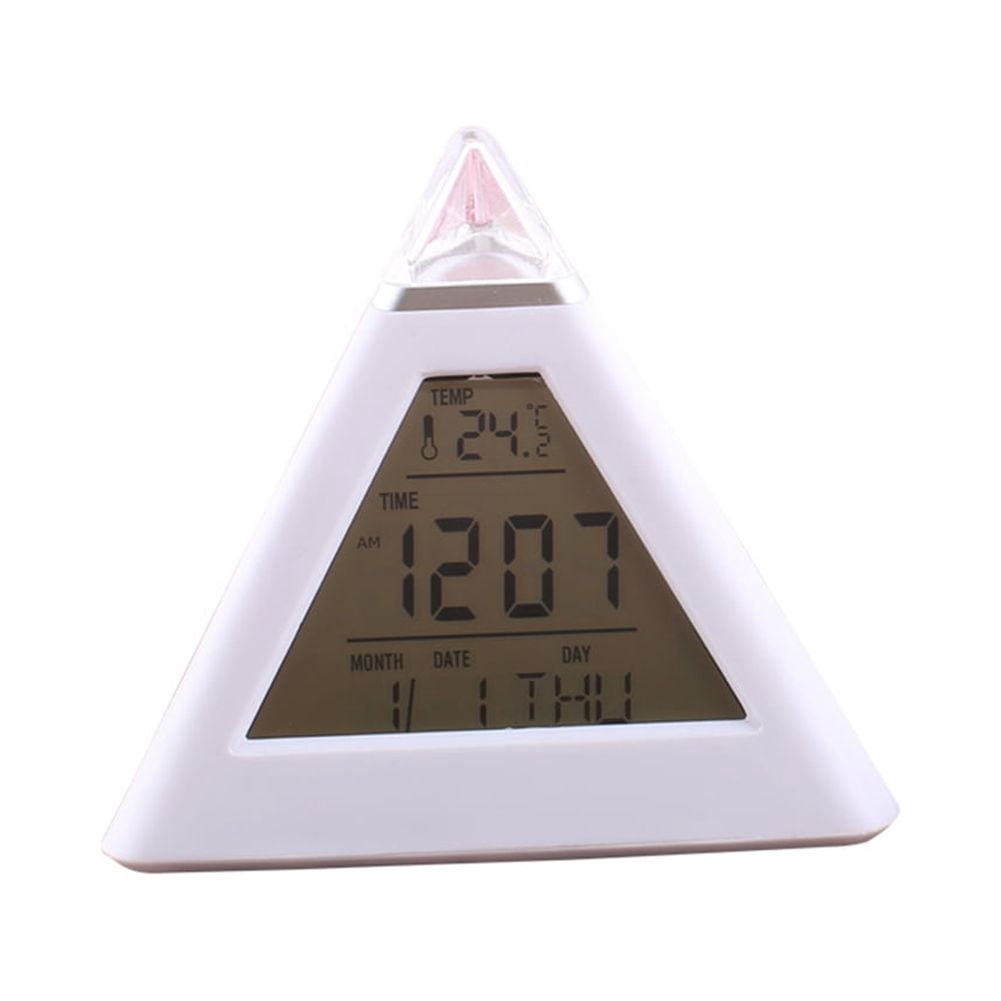 Farfi 7 Colors Changing LED Light Triangular Thermometer Calendar ...