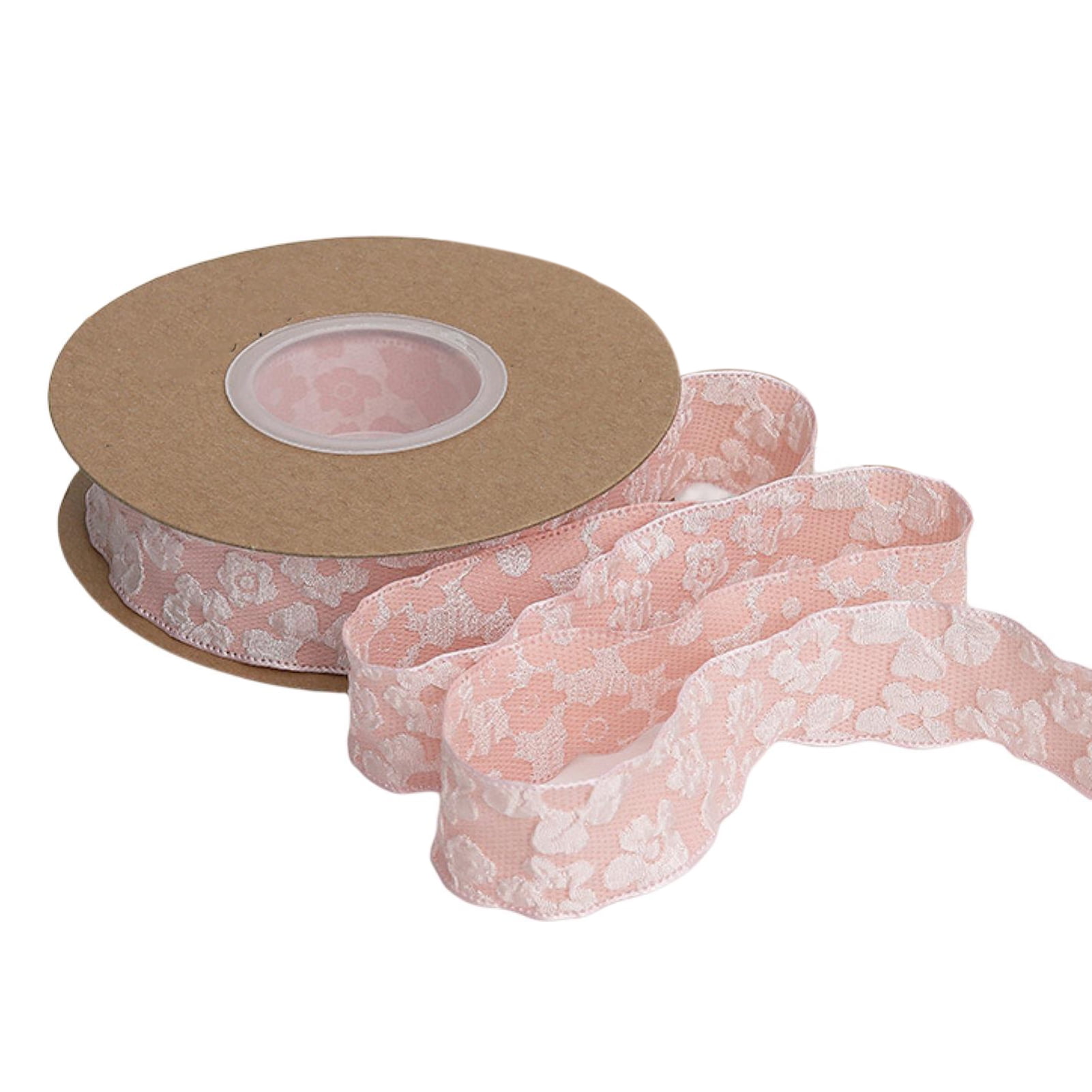 Farfi 9m/Roll Gift Wrapping Ribbon Lace Embossed Flowers Clear Pattern ...