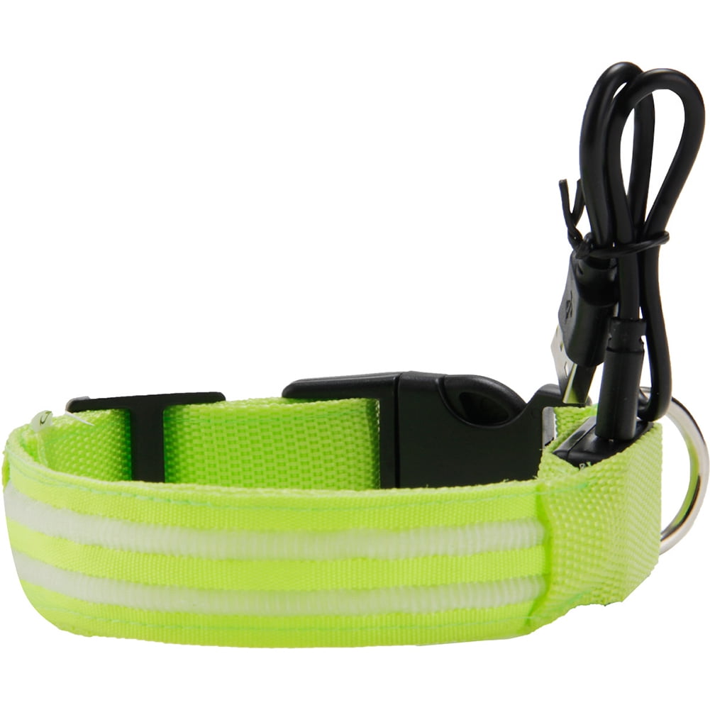 Farfi Adjustable USB Rechargeable Dual Fiber Shiny LED Pet Collar Cat ...