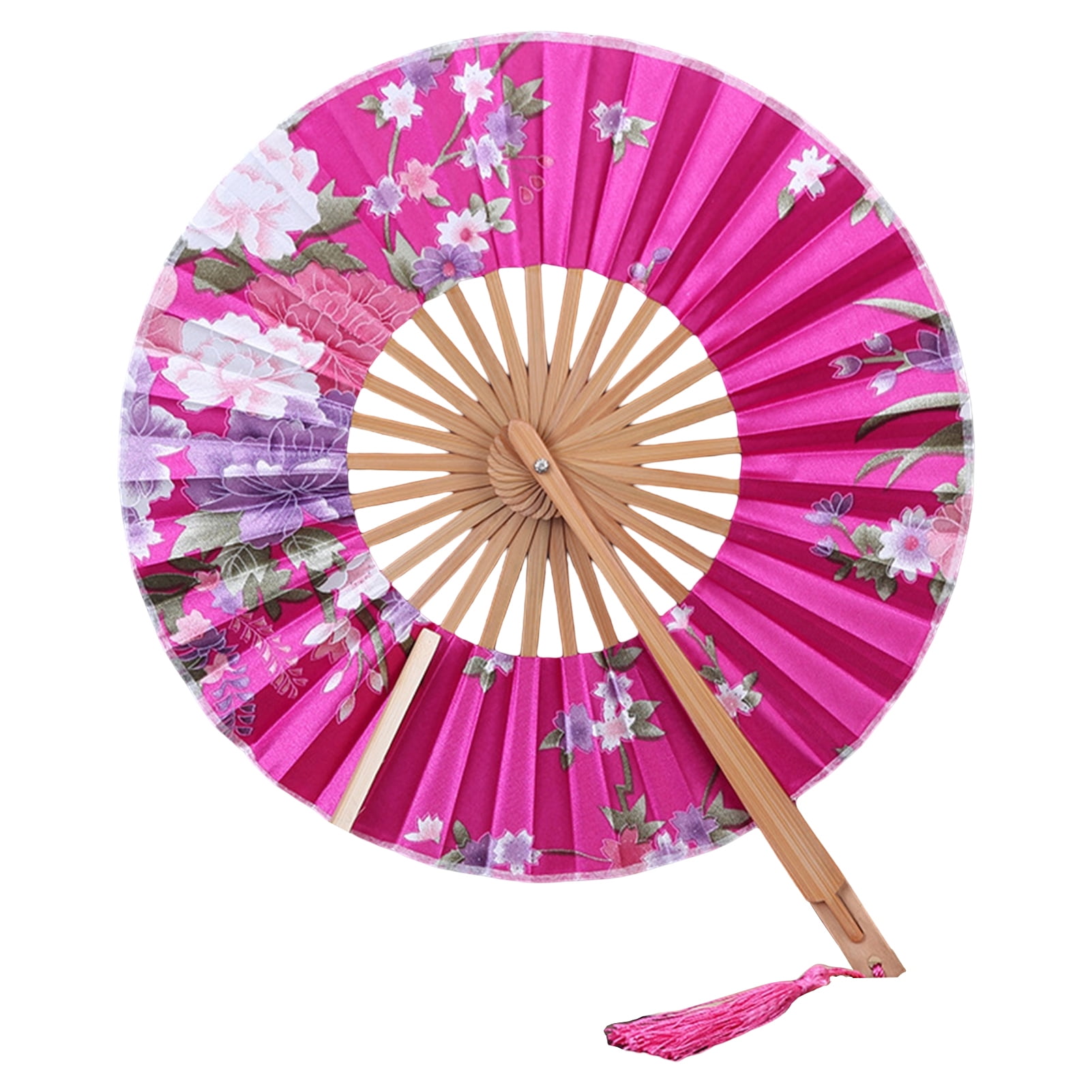 Farfi Ancient Classic Hand Fan with Tassel Dress Up Costume Bamboo ...