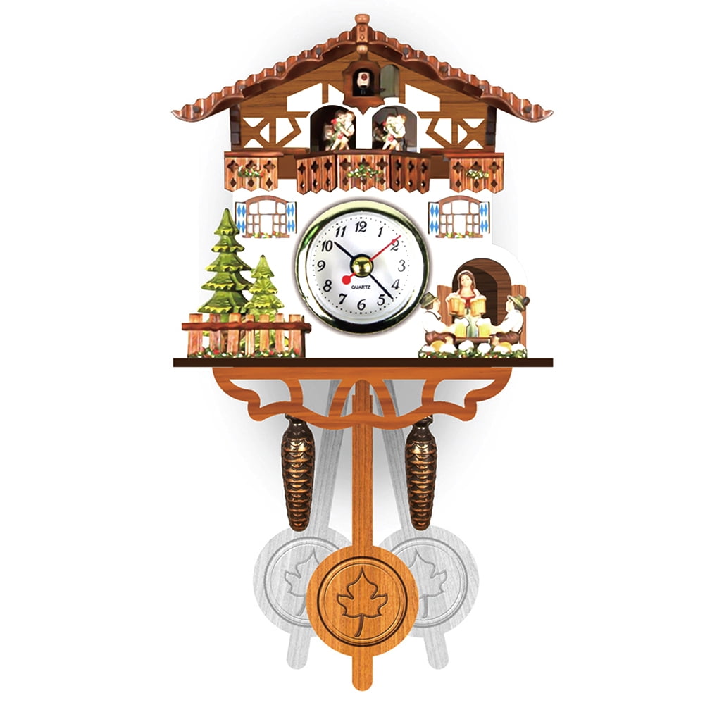 Farfi Antique Wooden Hanging Cuckoo Wall Time Alarm Clock Home Living ...