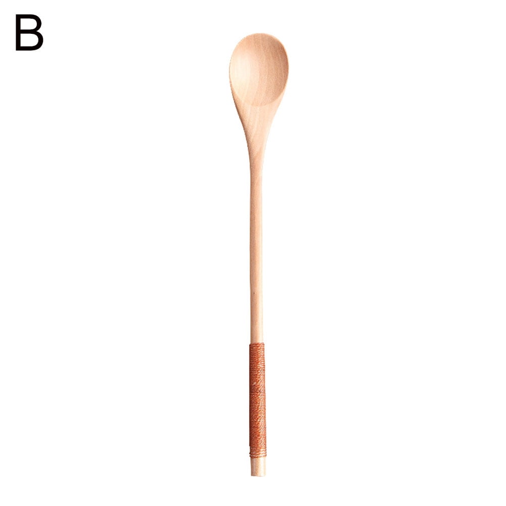 Farfi Binding Wooden Long Handle Coffee Soup Condiment Mixing Spoon ...
