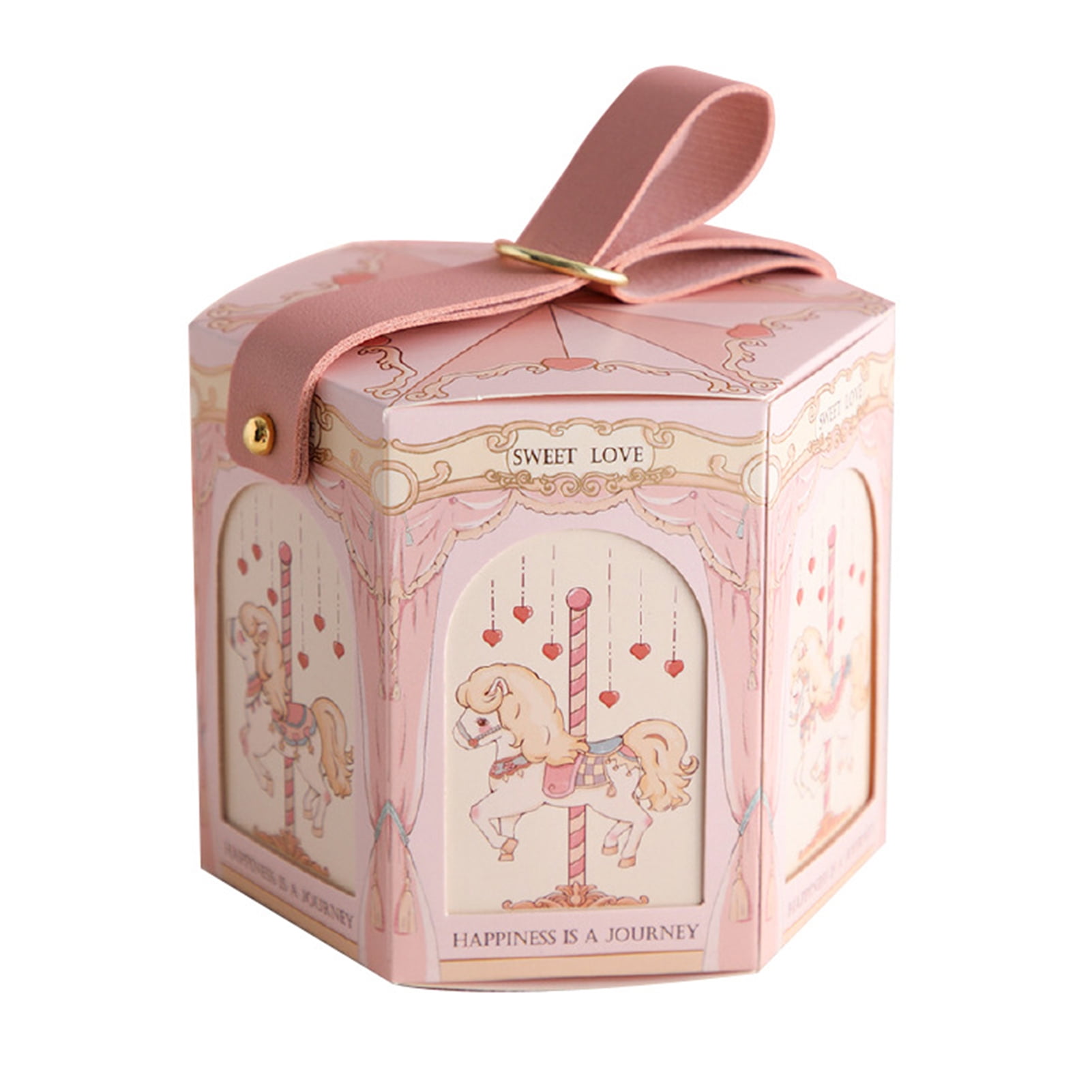 Farfi Candy Box Portable Cartoon Print Carousel Pattern Dispense Candy ...