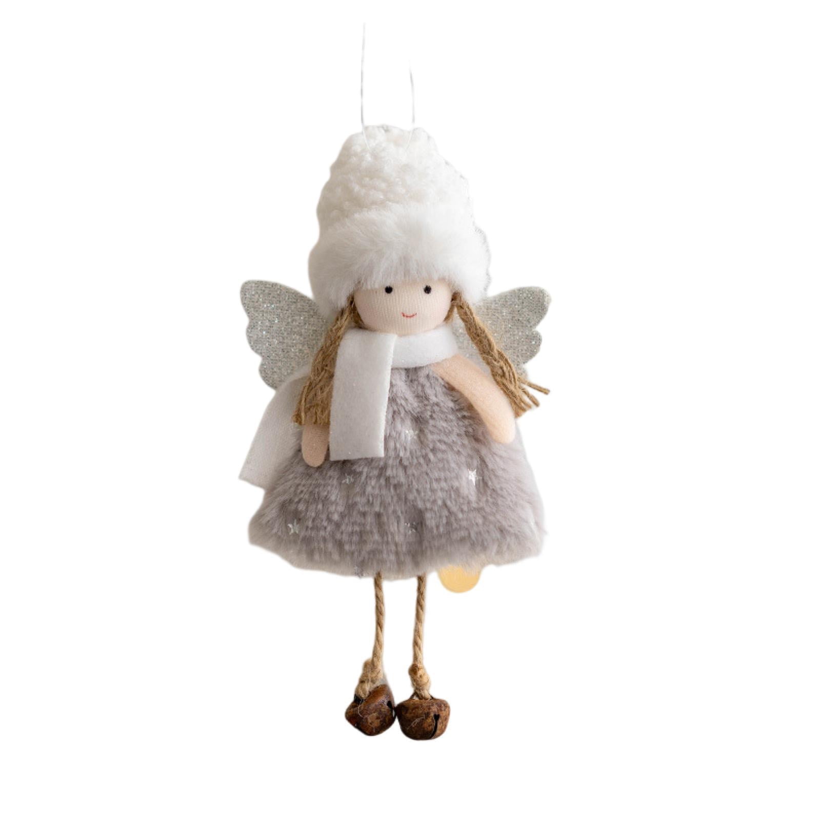 Farfi Christmas Angel Plush Doll Glitter Wing Plush Hat Dress Smiling ...