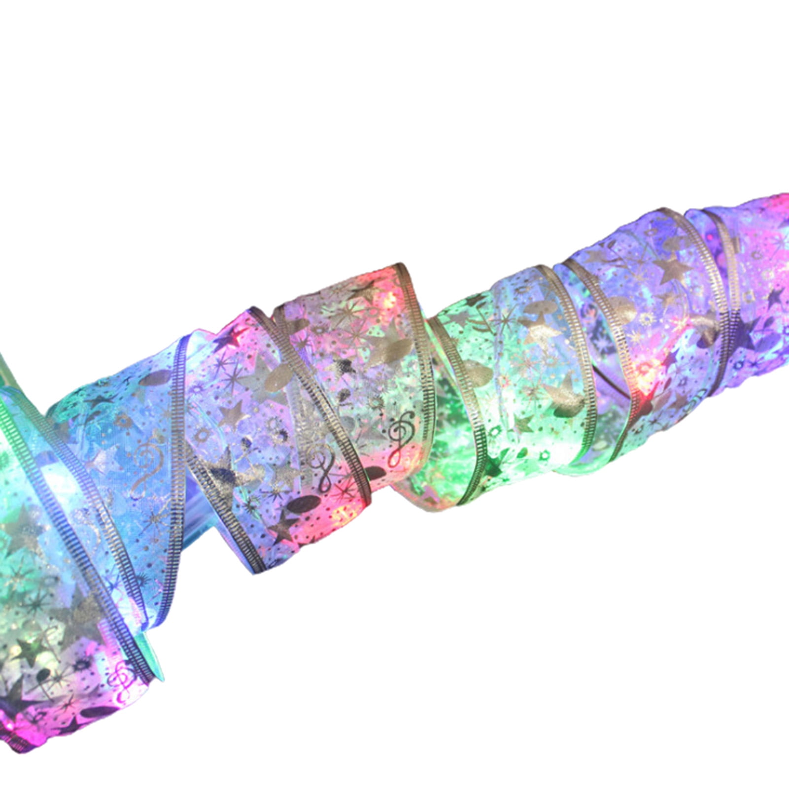 Farfi Christmas Ribbon with LED Lights Waterproof Fabric Gift Wrapping ...