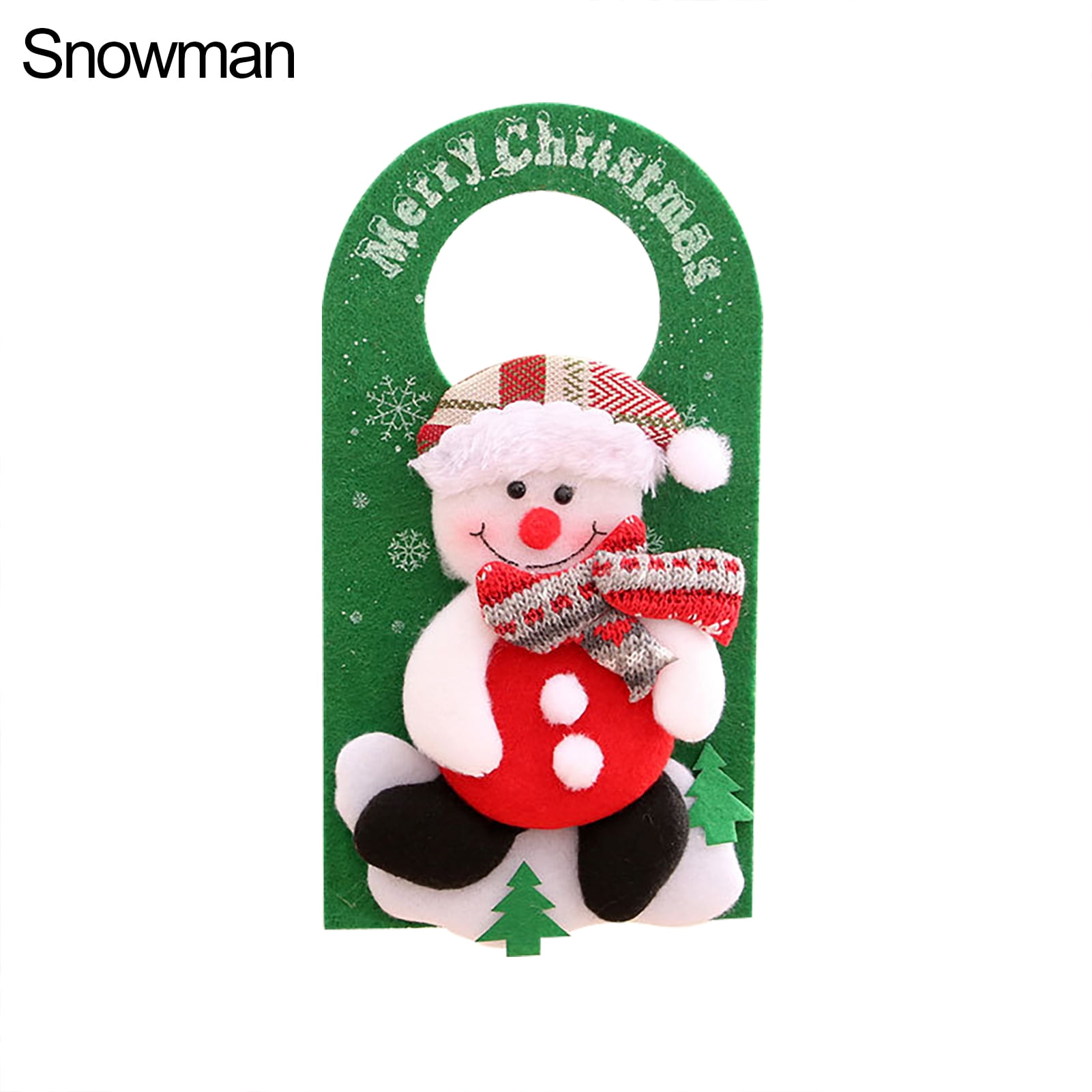 Farfi Christmas Snowman Pattern Door Sign with Hanging Hole Flannel ...
