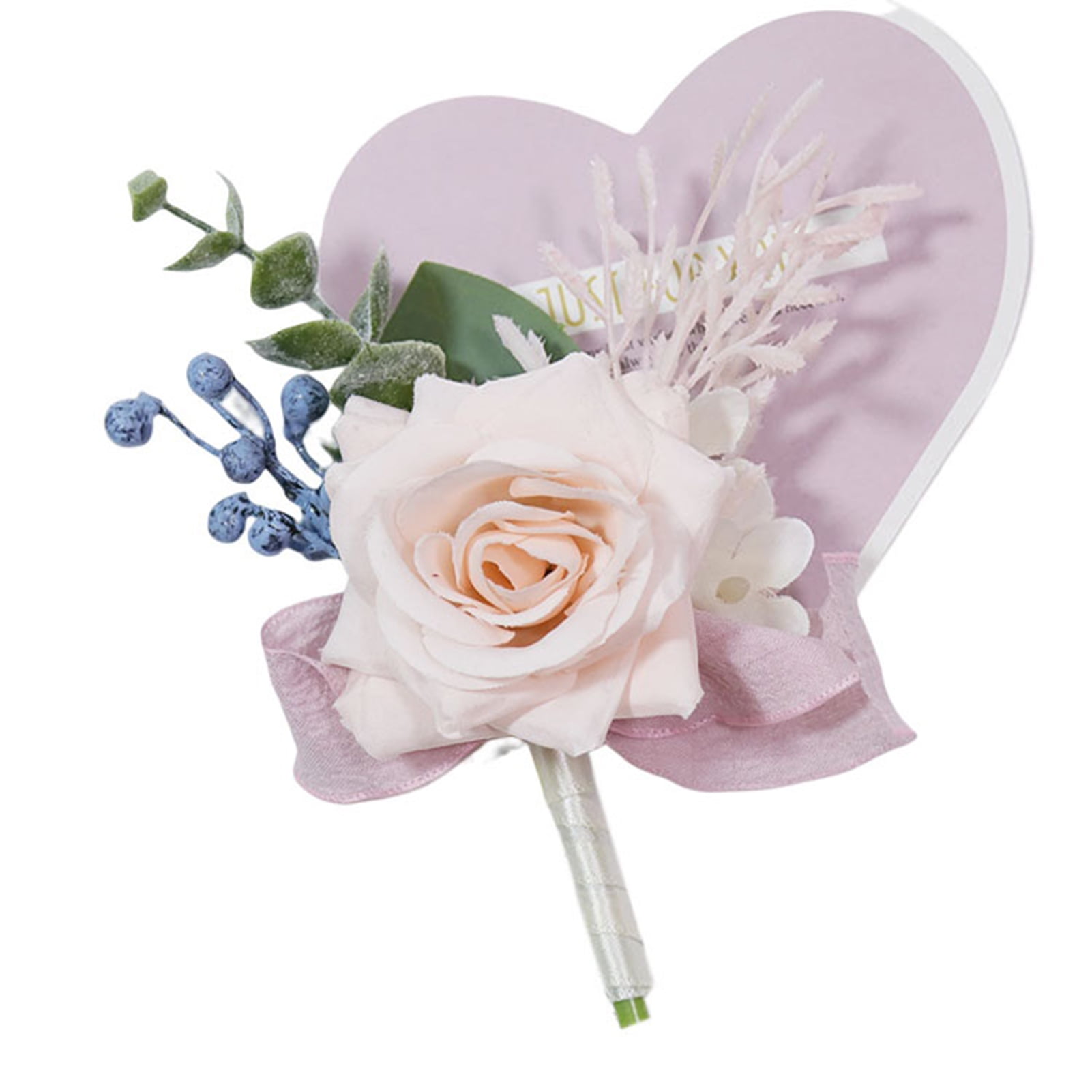 Farfi Corsage Flower with Ribbon Faux Pearl High Simulation Romantic ...
