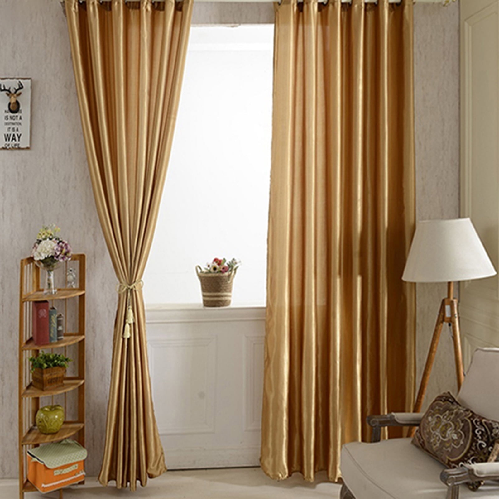 Farfi Curtains for Living Room,Window Curtain Satin Fabric Curtain ...