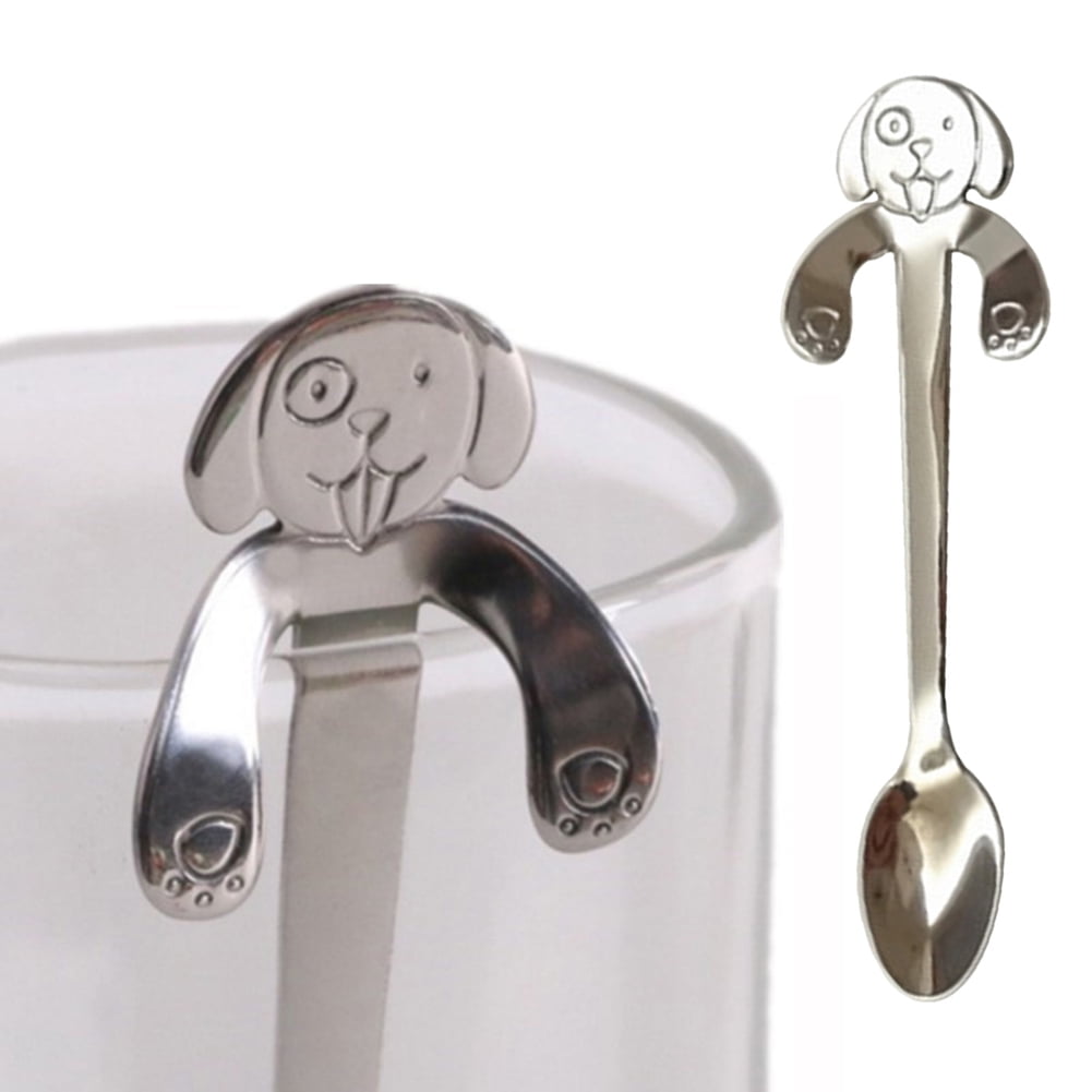 Farfi Cute Dog Style Teaspoon Hanging Design Stainless Steel Coffee Tea ...