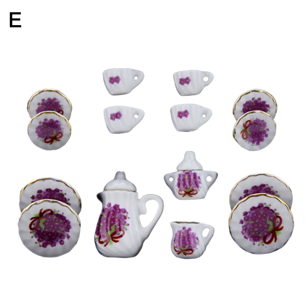 Farfi Doll House Miniature Mini Ceramic Tea Set Model Fairy Garden ...