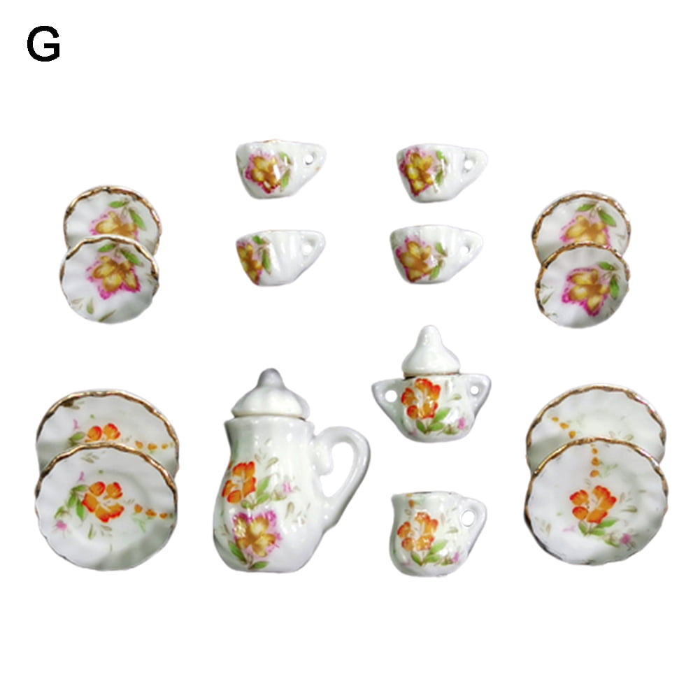 Farfi Doll House Miniature Mini Ceramic Tea Set Model Fairy Garden ...