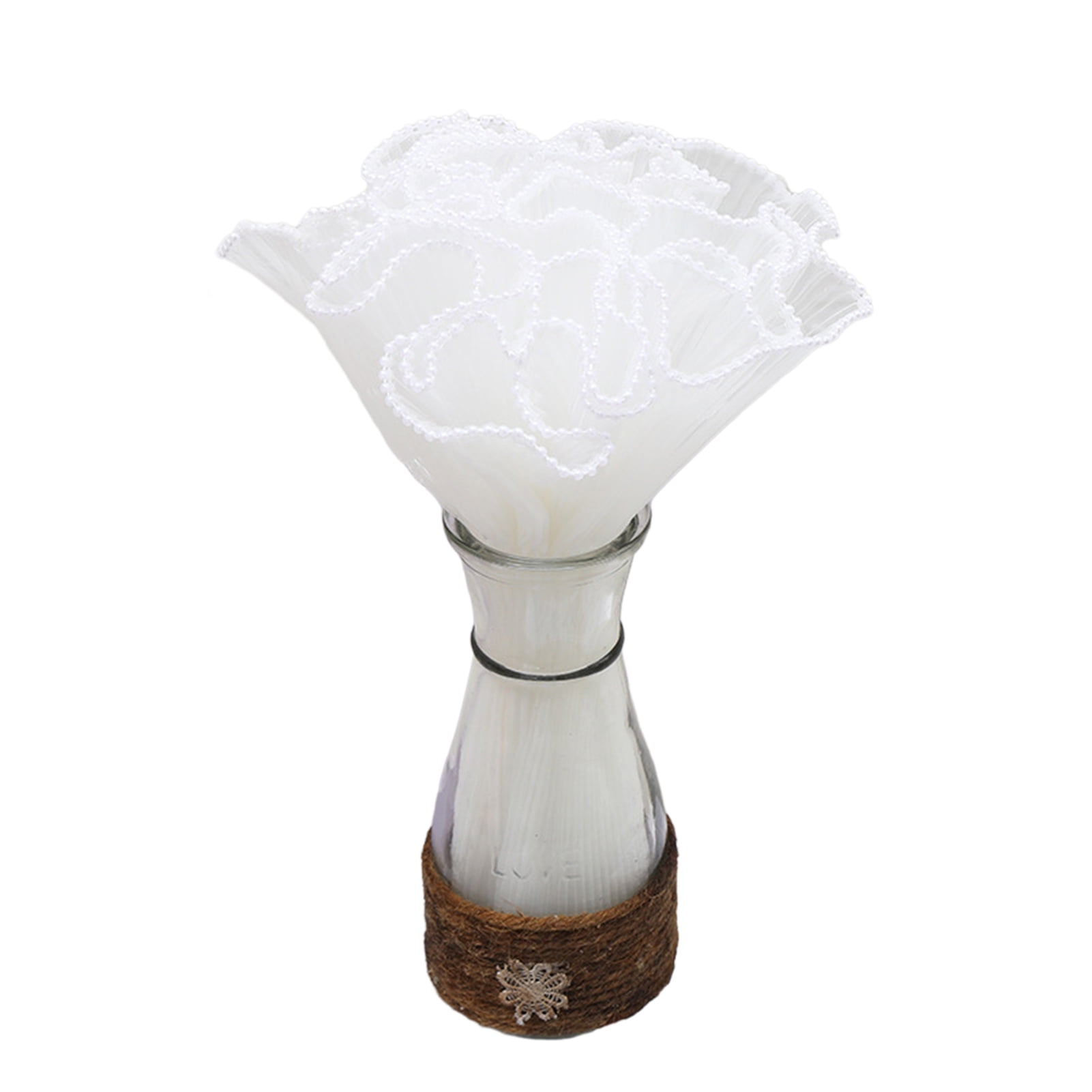 Farfi Flower Wrapping Paper Shirring Faux Pearl Decor See-through Mesh ...