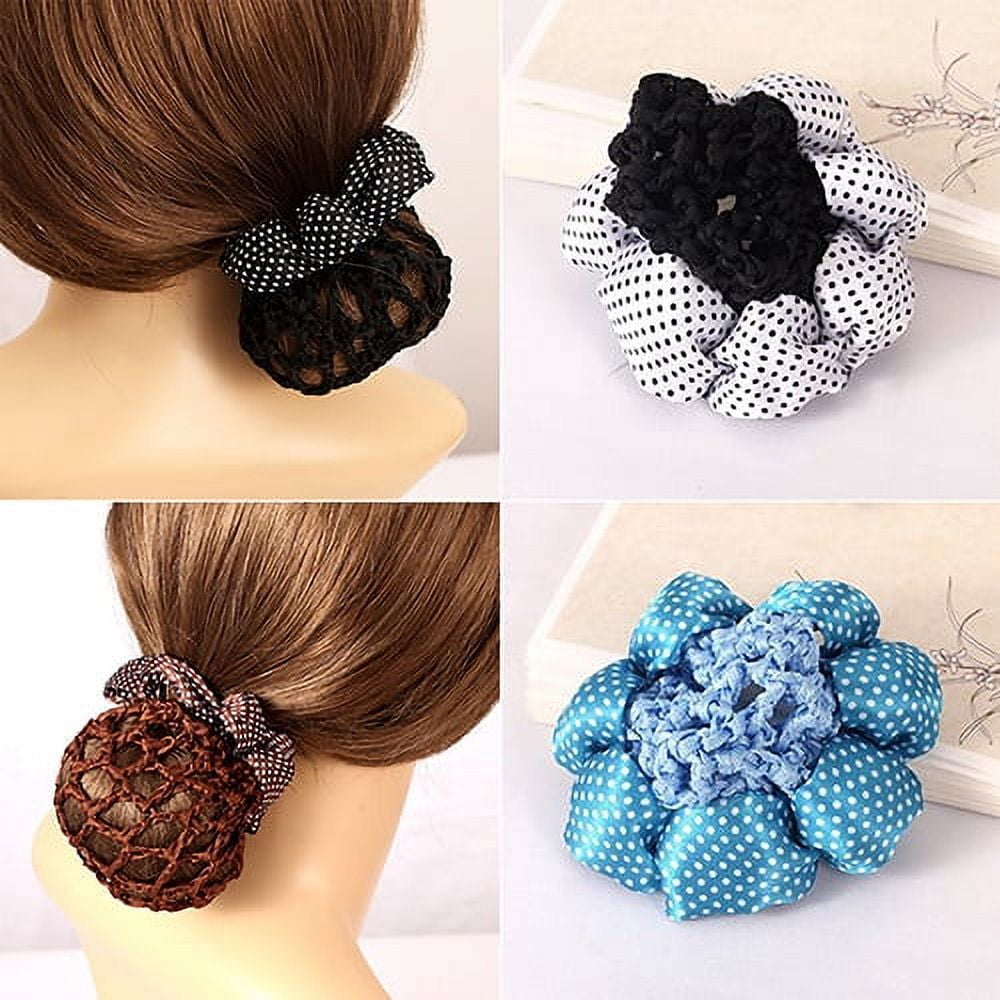 Farfi Girl Women Dot Shiny Bun Cover Snood Hair Net Nets Ballet Crochet ...
