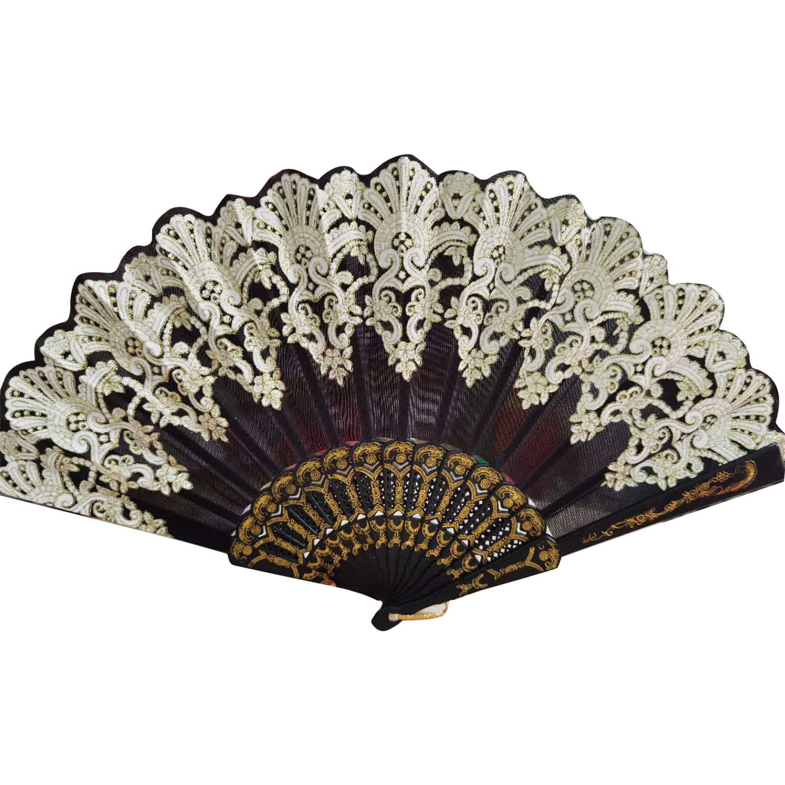 Farfi Hand Held Fan Embroidered Hot Stamping Chinese Style Art Craft ...