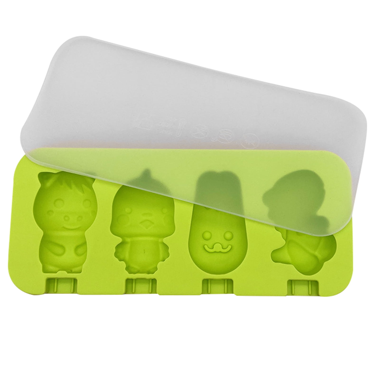 Farfi Ice Cream Mold 4 Cavity Animal Shape DIY Silicone Homemade Bunny ...