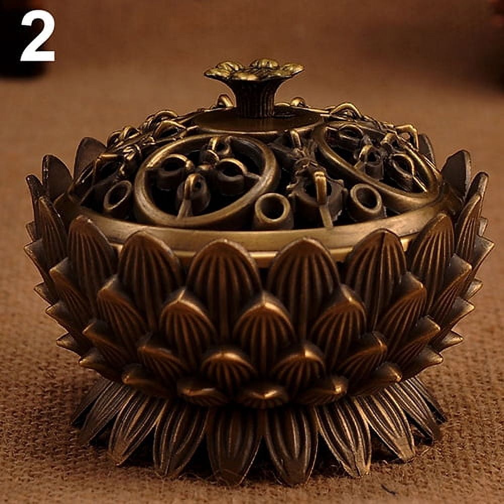 Farfi Lotus Shape Zinc-copper Alloy Incense Burner Mini Sandalwood ...