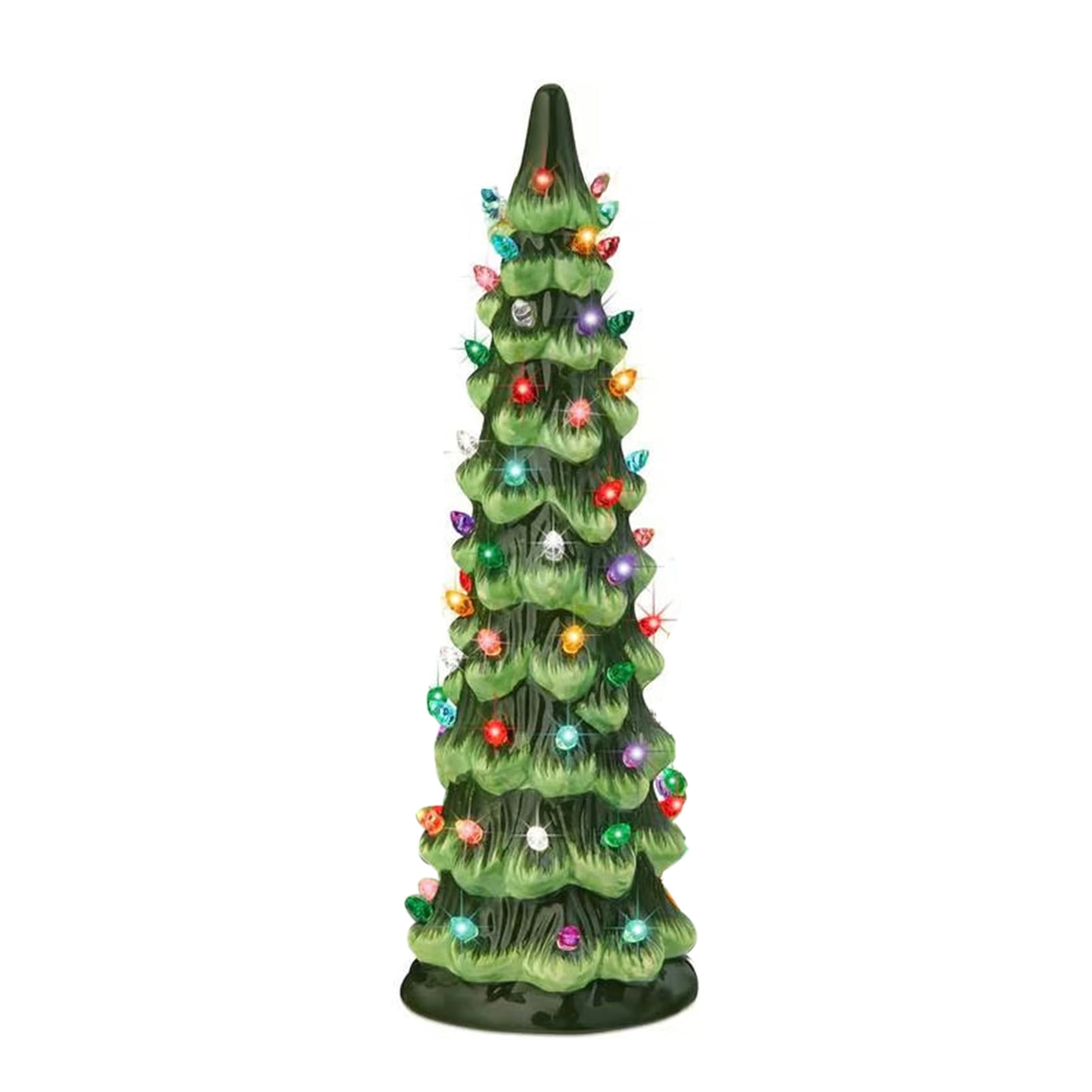 Farfi Mini Christmas Tree Figurine with Colorful LED Light Xmas Tree ...