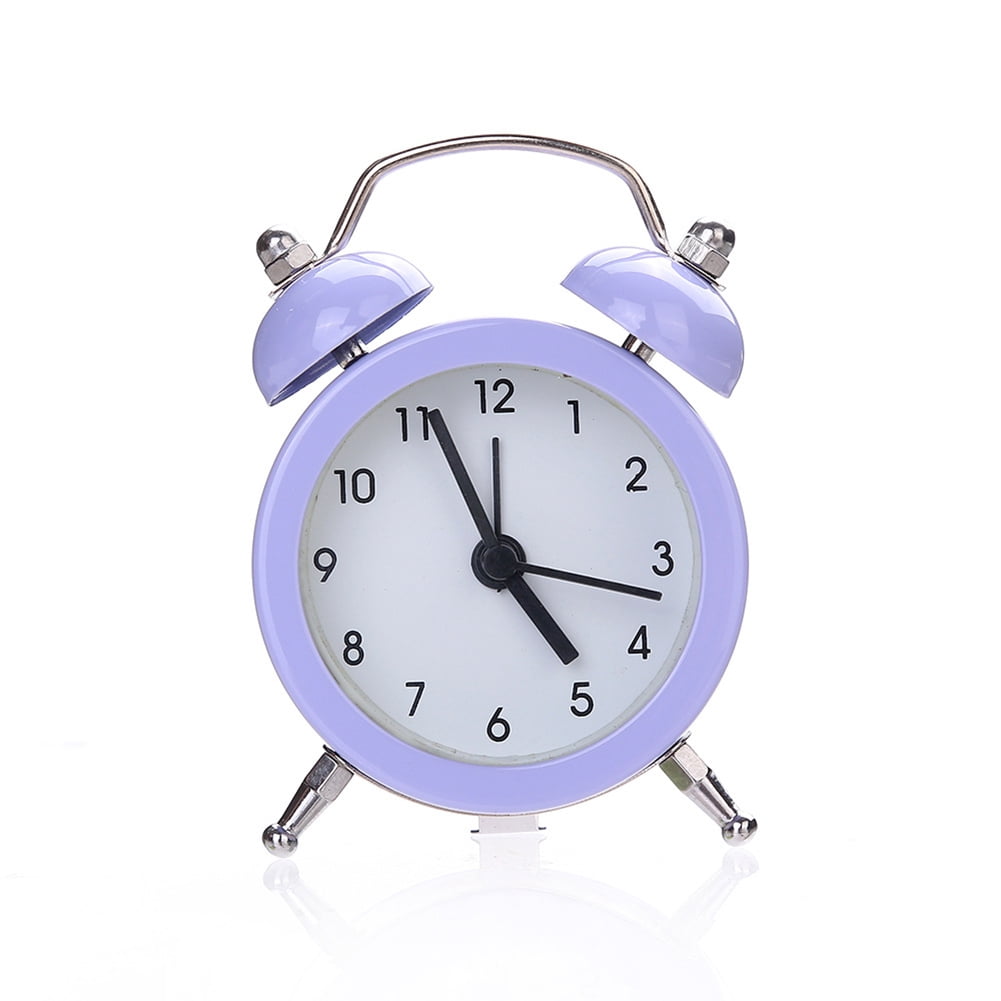 Farfi Mini Round Metal Alarm Clock Desk Stand Clock for Home Room ...