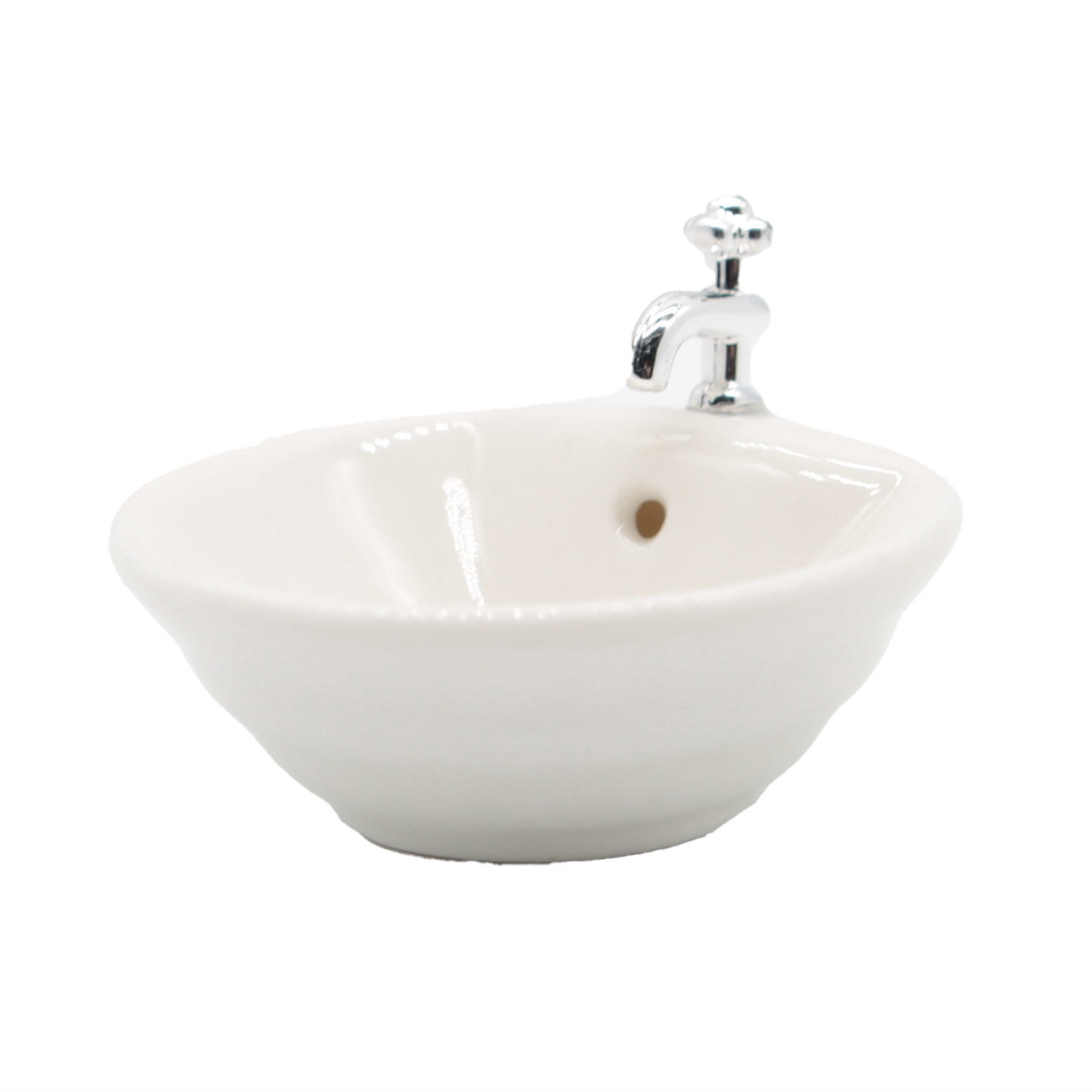 Farfi Mini Washbasin Classic Pretend Toy Ceramic Bathroom Scene 1/12 ...