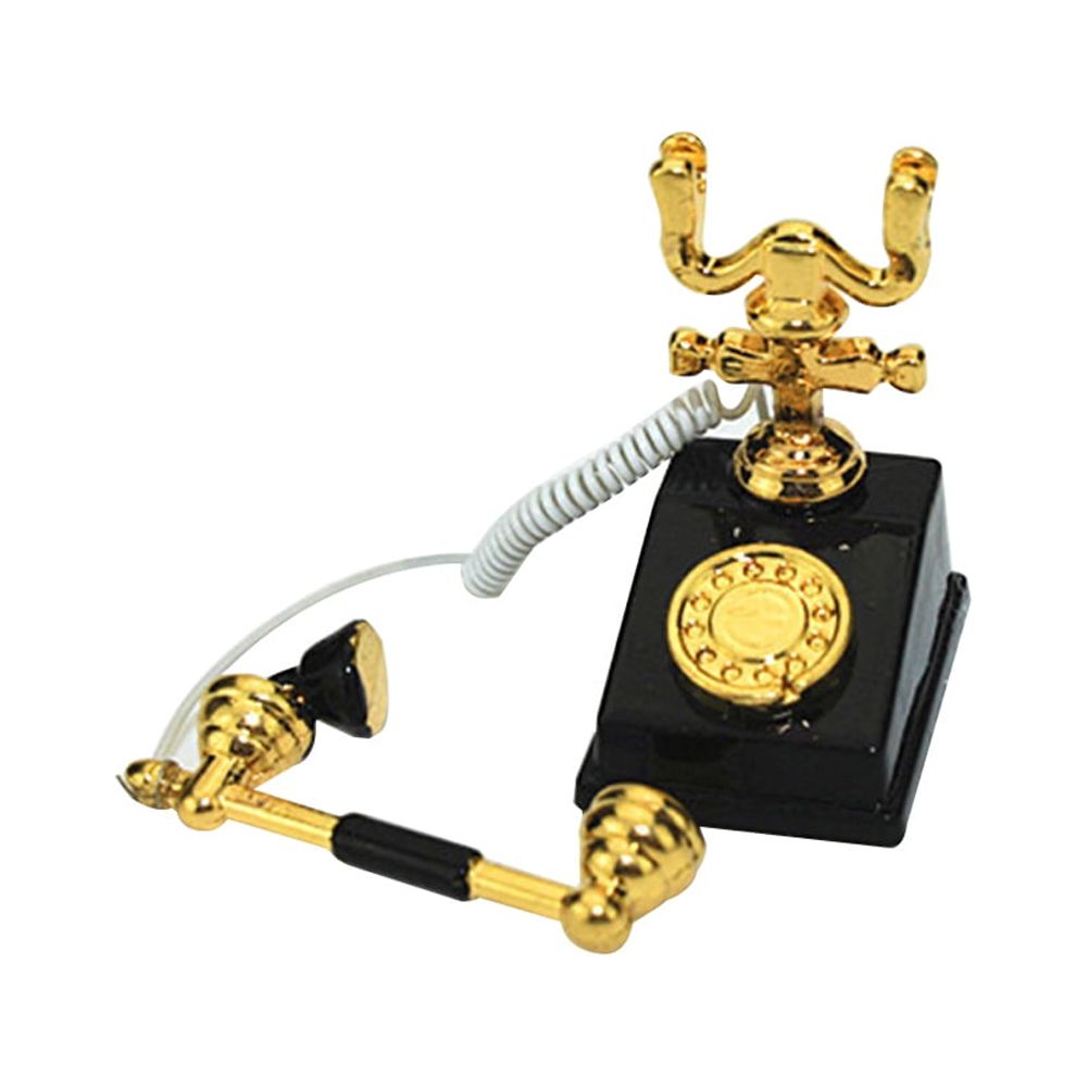 Farfi Miniature Retro Rotary Telephone Dollhouse Decoration Accessories ...