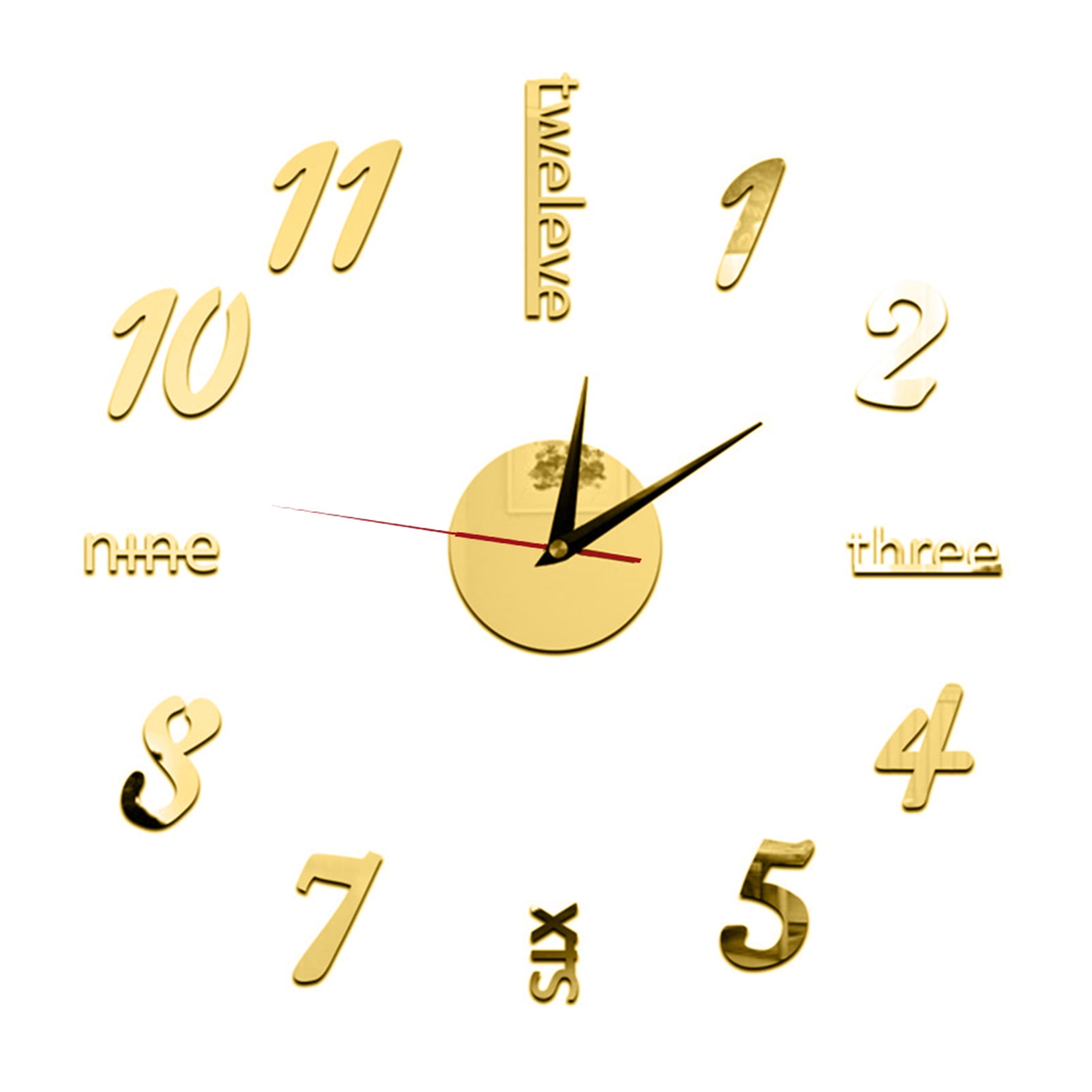 Farfi Mirror Numbers Letters 3D Wall Clock Sticker DIY Analog Home Art ...