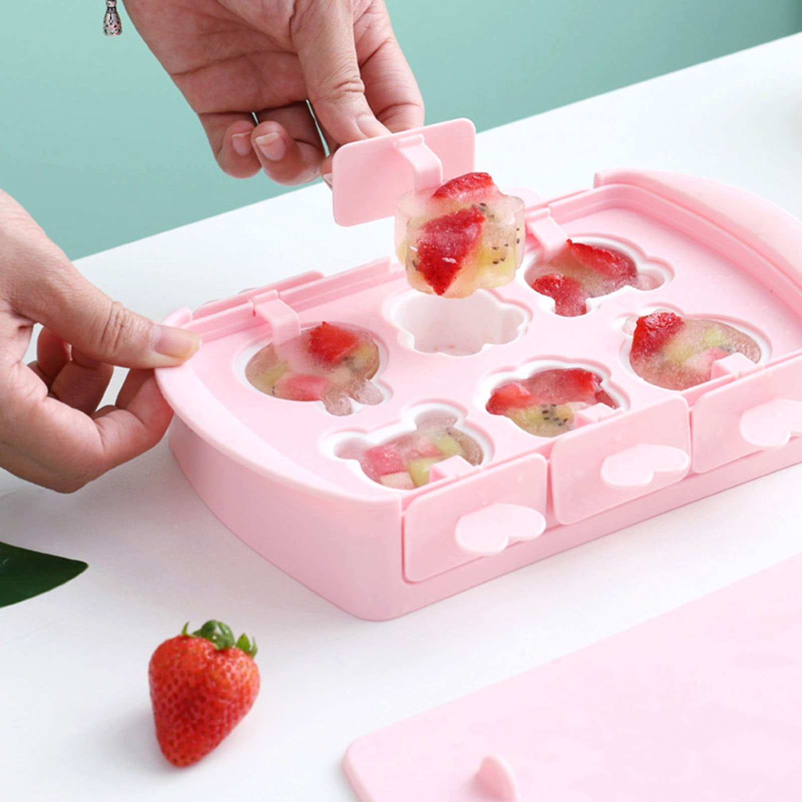 Farfi Multi Color Ice Cream Mould Grid DIY Cute Cube Tray (Pink ...