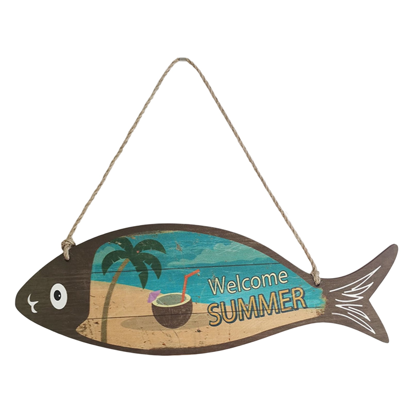 Farfi Ocean Fish Wall Plaque Summer Beach Wood Hanging Sign ...