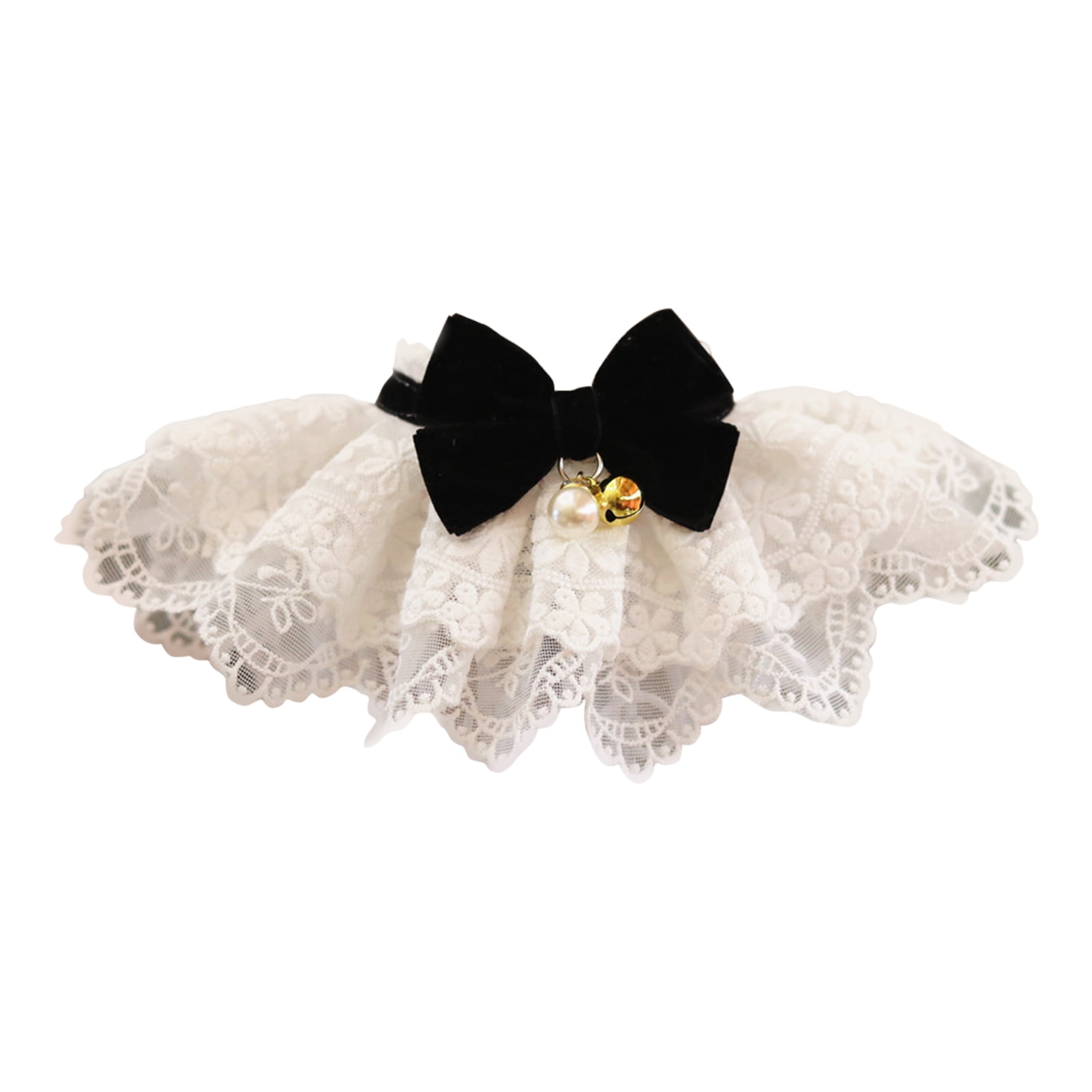 Farfi Pet Bandana Adorable Soft Texture Fashionable Flocking Bowknot Lace Dog Cat Collar With ...