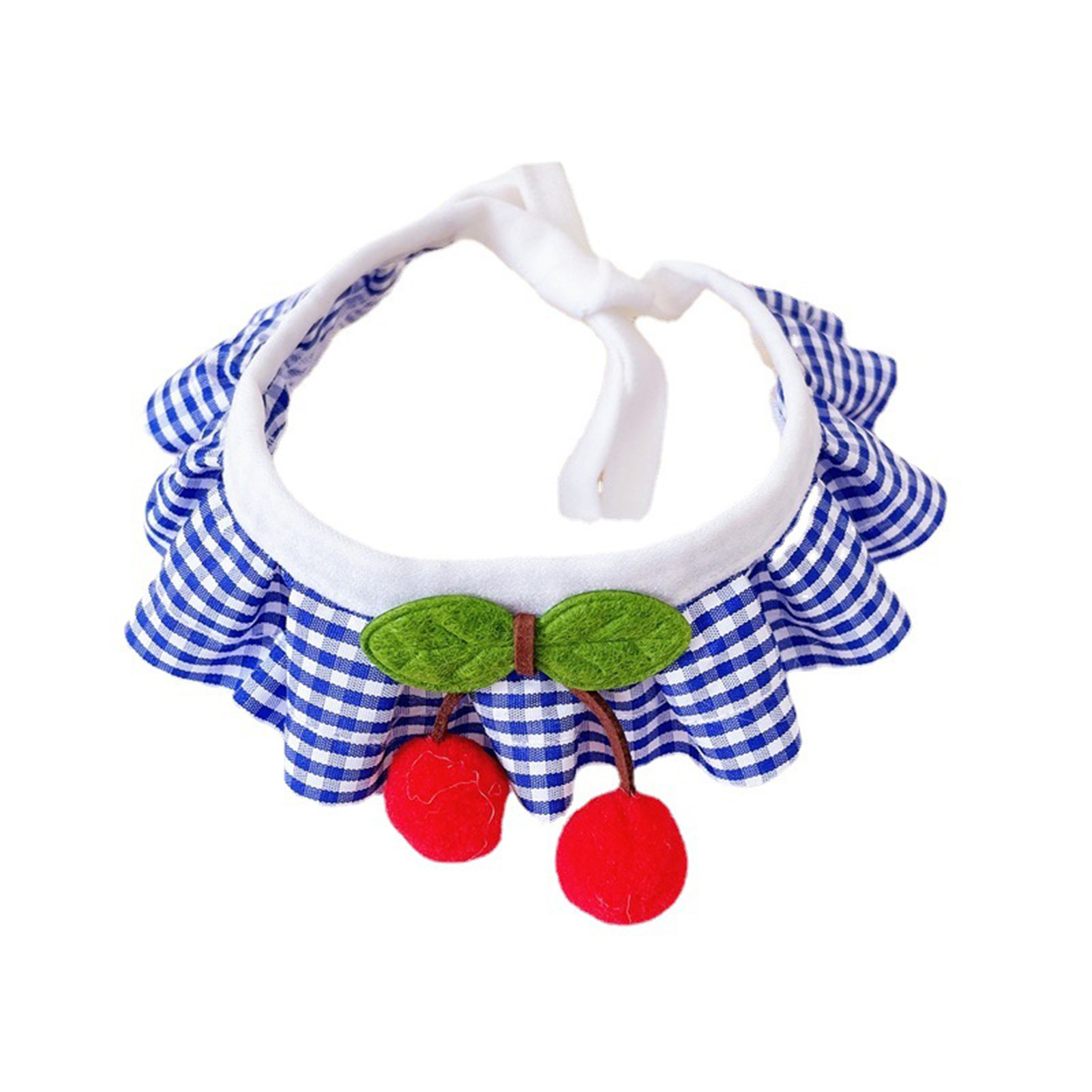 Farfi Pet Collar Bib Plaid Lace Cherry Decoration Adjustable Rope Tie ...