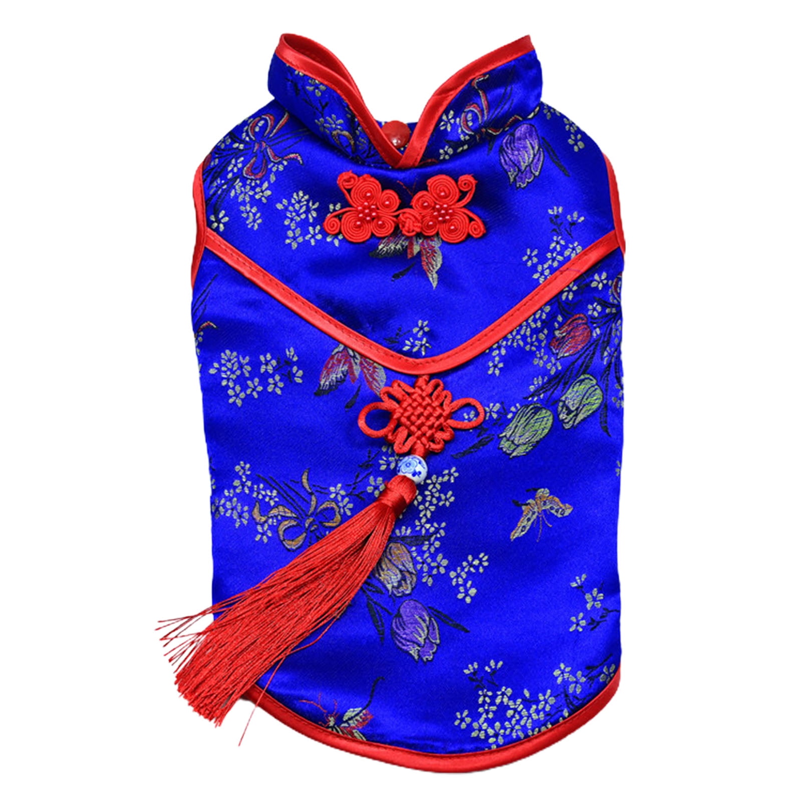 Farfi Pet Tang Suit Floral Print Chinese Style Sleeveless Dog Cheongsam Shirt for Summer (Blue,M ...