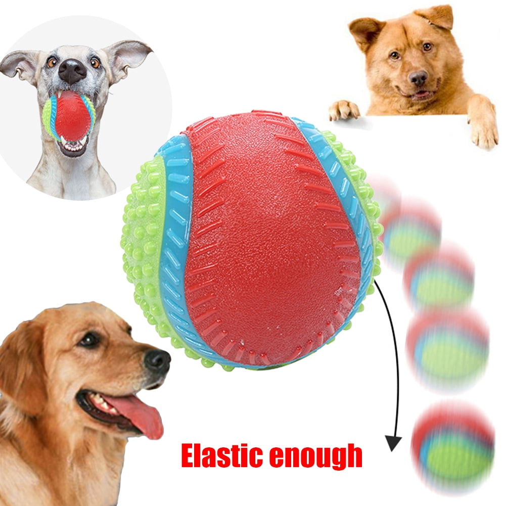 Farfi Pets Dog Puppy Rubber Beef Flavor Squeaky Ball Interactive Molar Bite Chew Toy （2pcs ...