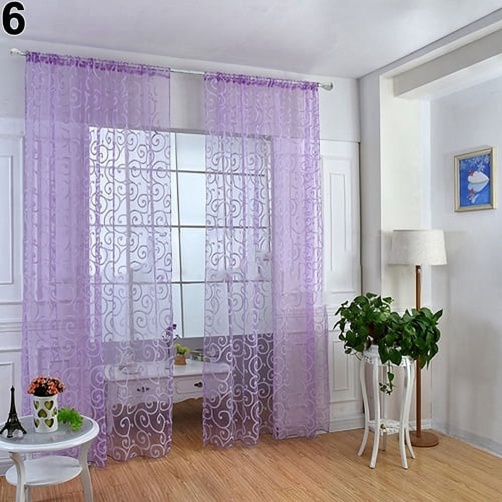 Farfi Romantic Floral Vine Voile Tulle Door Window Curtain Panel Drape ...
