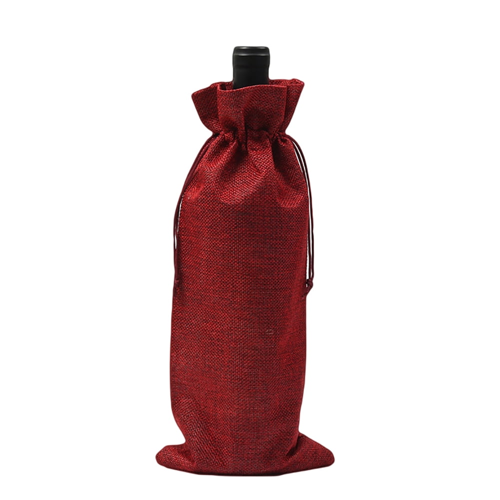 Farfi Rustic Linen Drawstring Wine Bottle Cover Packaging Bag Wedding ...