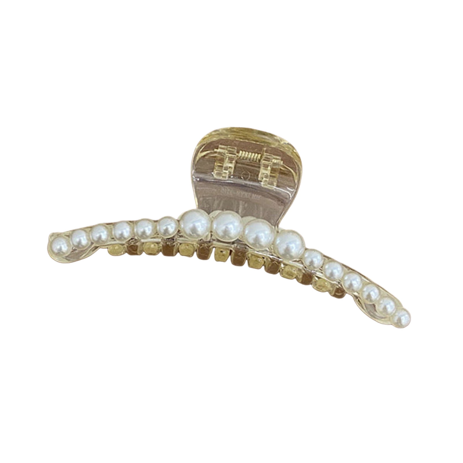 Farfi Women Hair Gripper Faux Pearl Transparent Strong Claw Anti-slip ...
