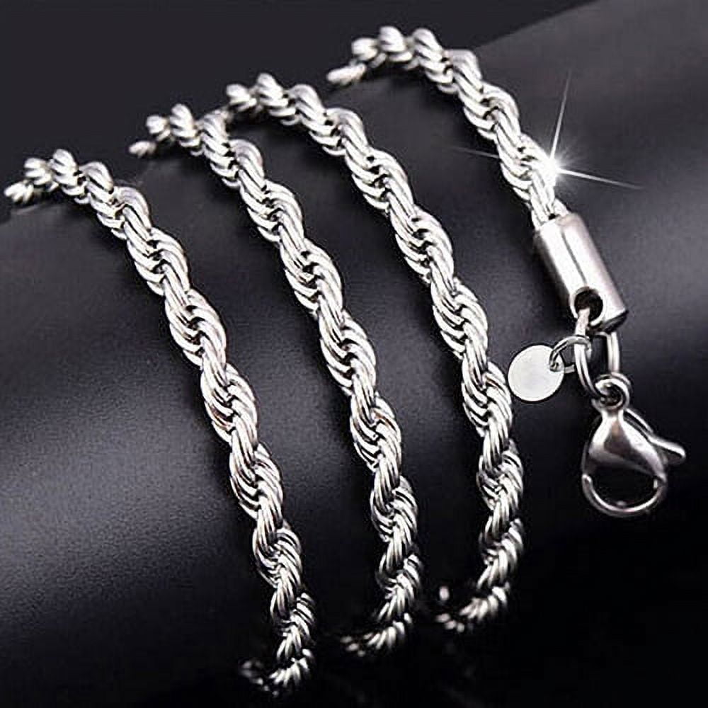Farfi Women's Men's 925 Sterling Silver Twist Chain Necklace Charm ...
