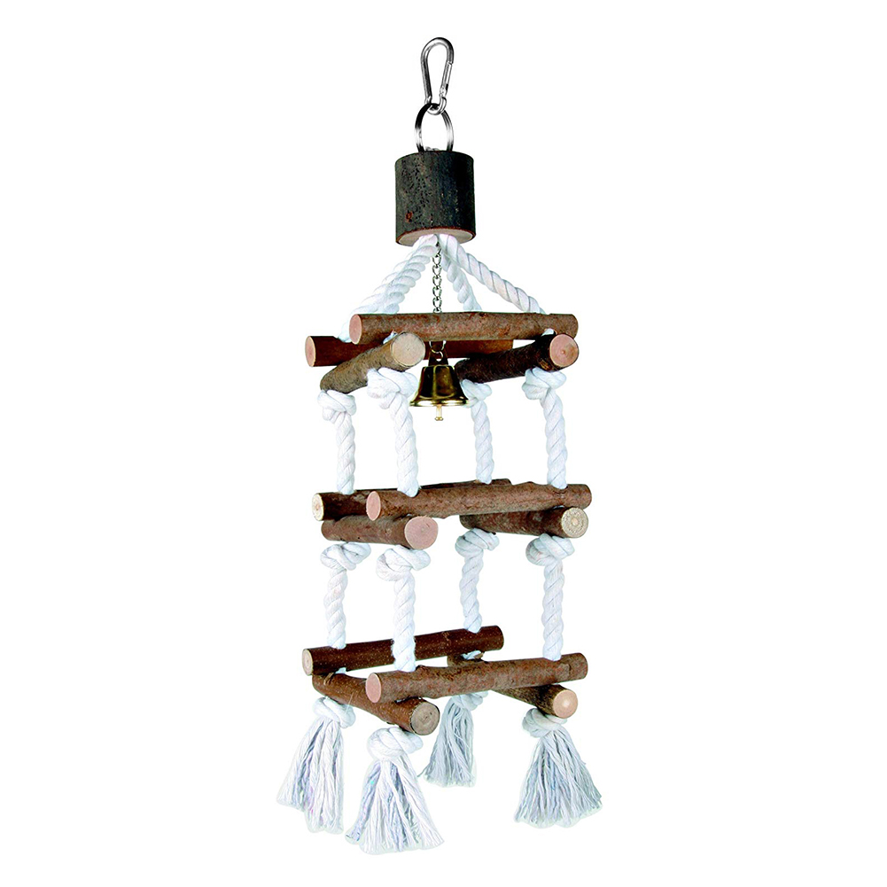 Farfi Wood Hanging Swing Log Rope Tower Parrot Bird Parakeet Climb Toy ...