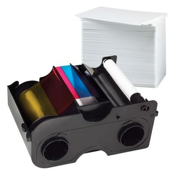 Fargo 45000 YMCKO Ribbon & PVC Card Bundle - 500 Cards - DTC1000 ...