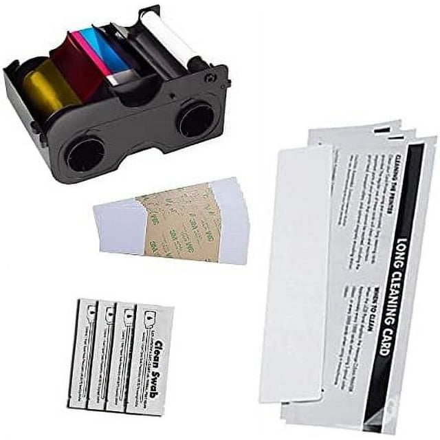 Fargo 45000 YMCKO Ribbon and DuraClean DC 86177 Cleaning Kit for Fargo ...