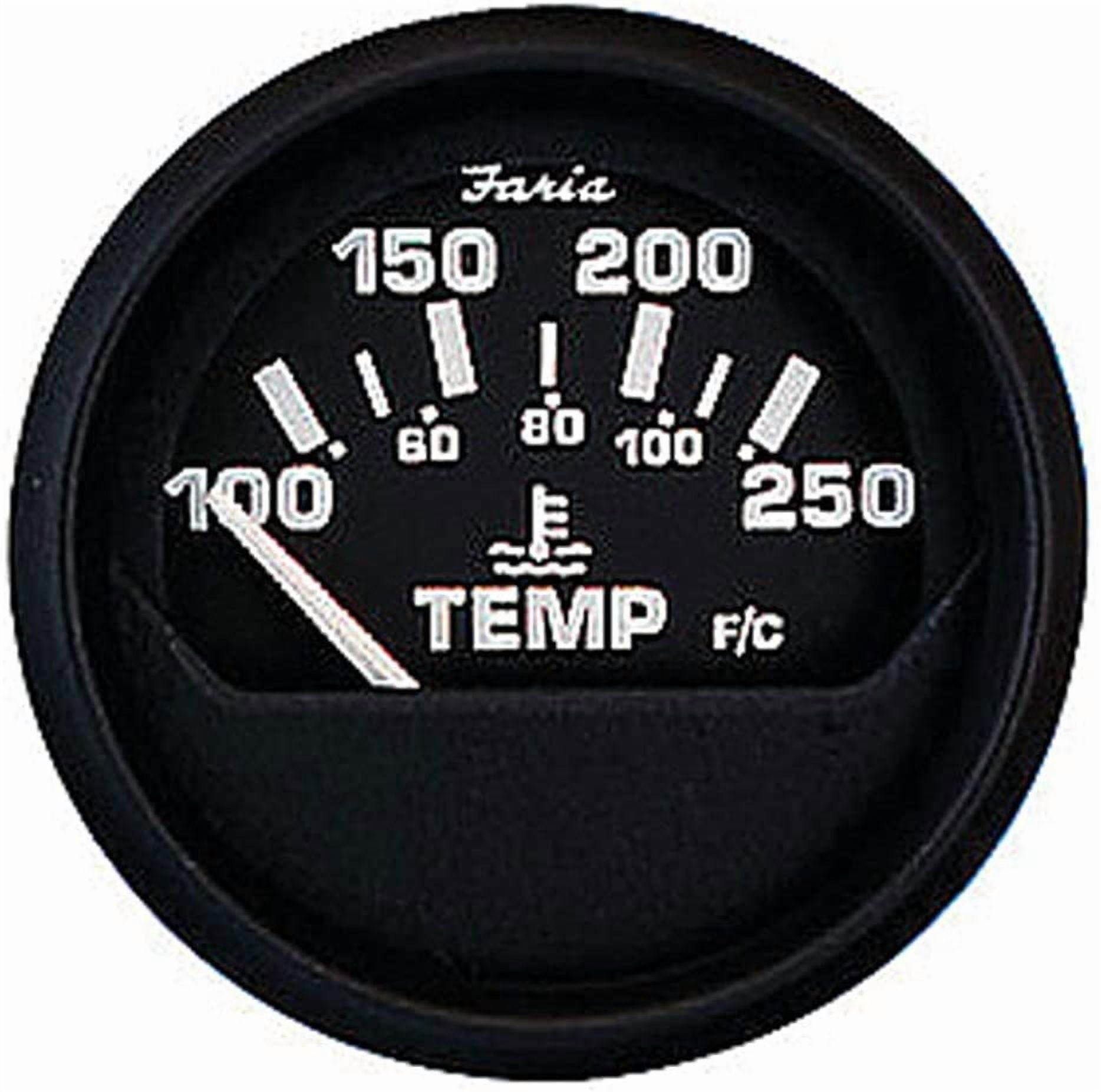 Faria 12812 Euro Water Temperature Gauge (100-250°F) - 2", Black ...