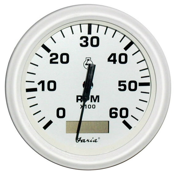 Faria 33132 Dress Tachometer Gauge with Hourmeter 6000 RPM - White, 4 ...