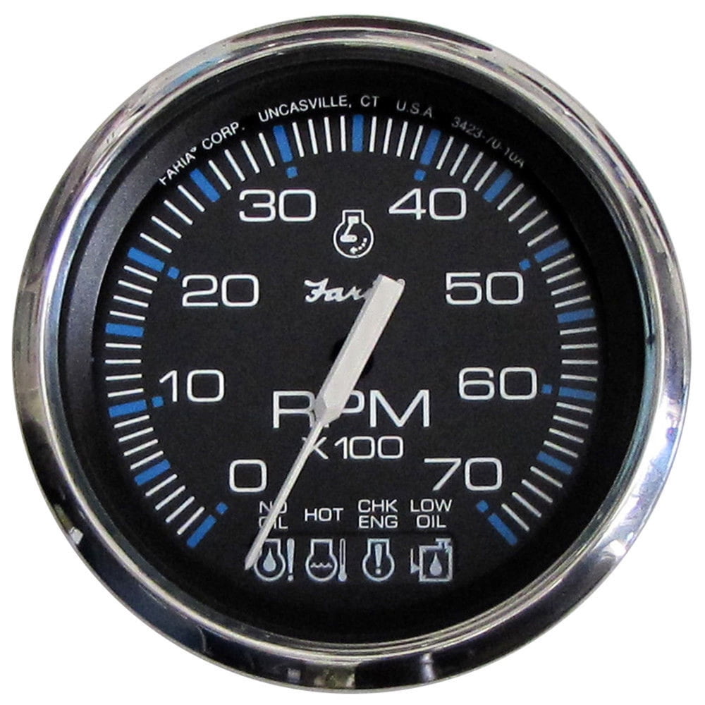 Faria 33750 Chesapeake Tachometer 7000 RPM Gauge - Black SS, 4 ...