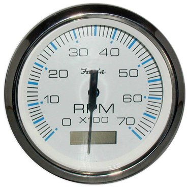 Faria 32950 Euro Tachometer 7 Gauge with System Check Indicator - White ...