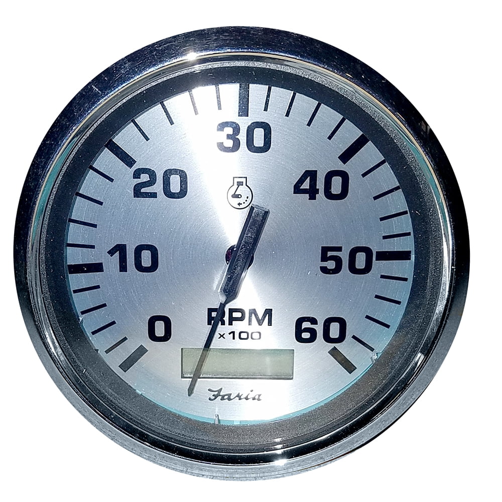 Faria 36032 Spun Tachometer with Hourmeter 6000 RPM Inboard - Silver ...