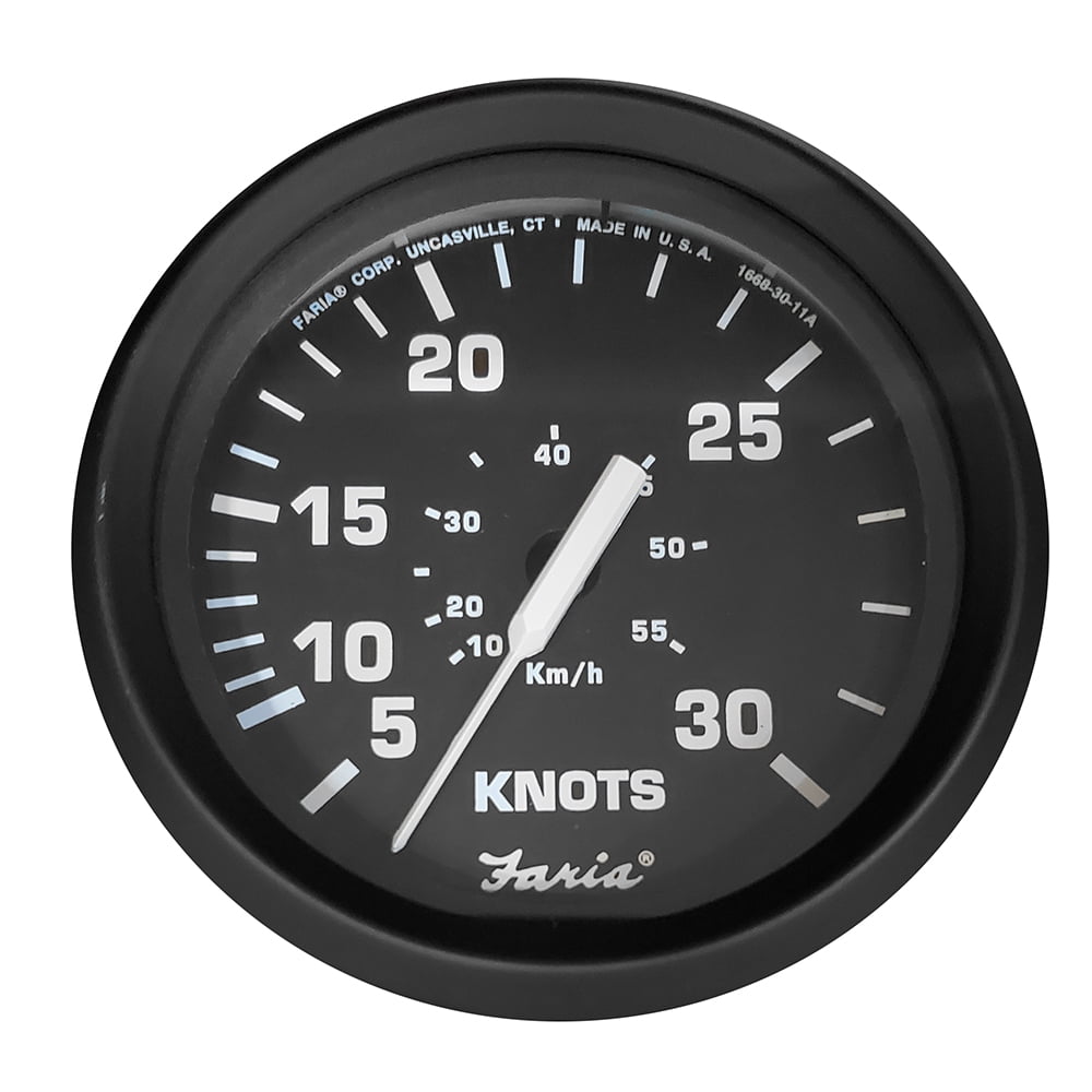 Faria Euro Black 4" Speedometer - 30 Knot (Pitot) - Walmart.com