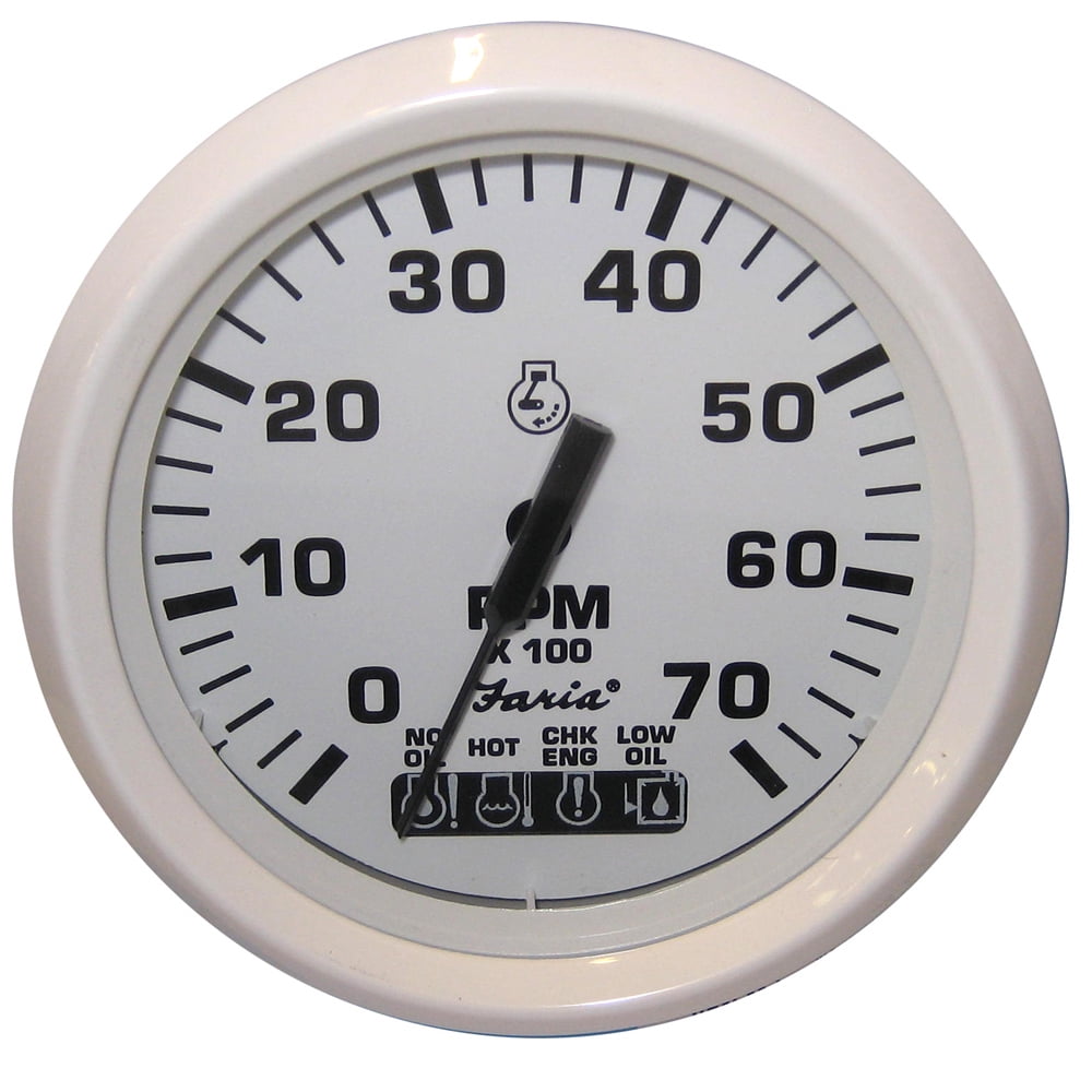 Faria Dress White 4" Tachometer w/Systemcheck Indicator - 7000 RPM (Gas ...