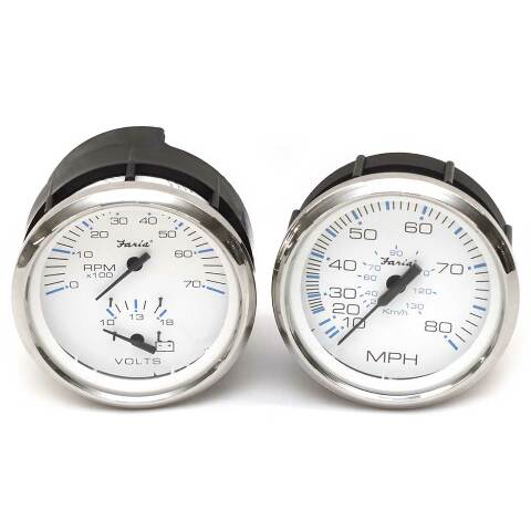 Faria Boat Gauge Set GTC063A | Chesapeake White SS SE9522B (Set of 2 ...