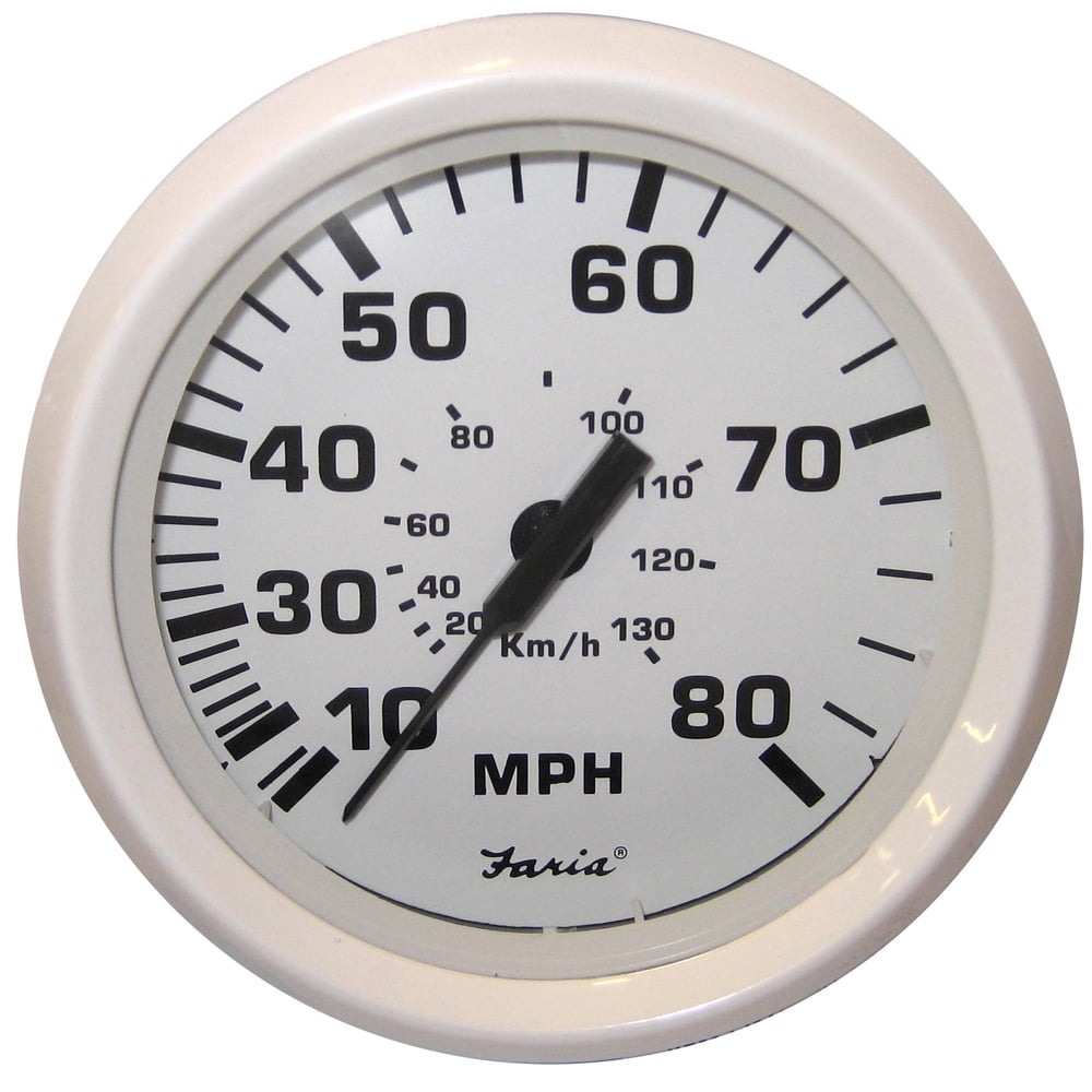 Faria Dress White 4" Speedometer - 80MPH (Pitot) [33113] - Walmart.com