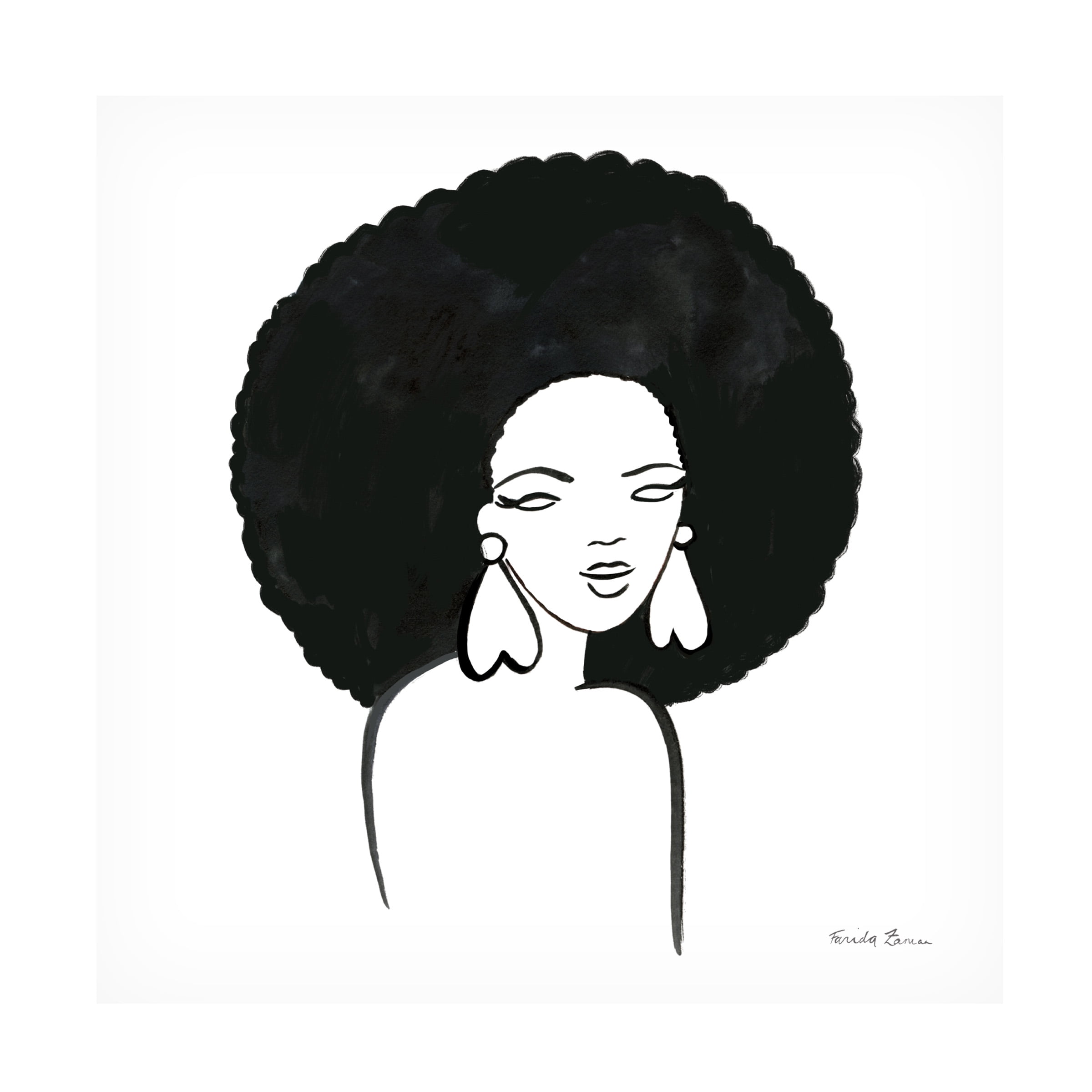 Farida Zaman 'Afro Girl I' Canvas Art - Walmart.com
